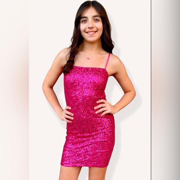 Pixie Lane | Dresses | Pixie Lane Party Pink Girls Strappy Sequin Bodycon Dress | Poshmark